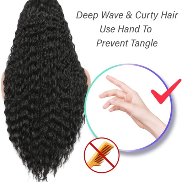 Hair | 32 Inches Middle Part Deep Wave Crimp Black Wig Upgrade ...